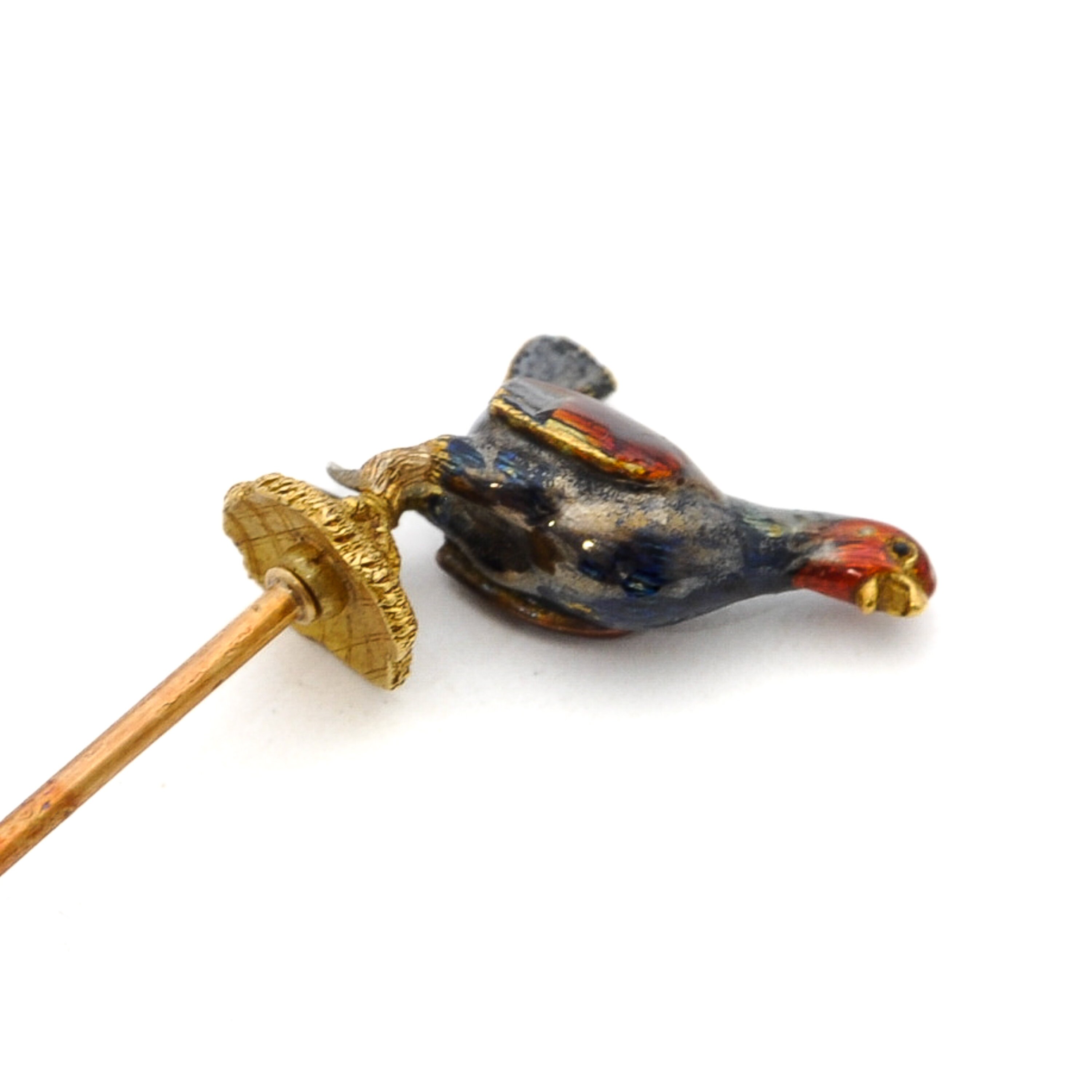 Antique 18K Gold Enameled Chicken Stick Pin - Etsy