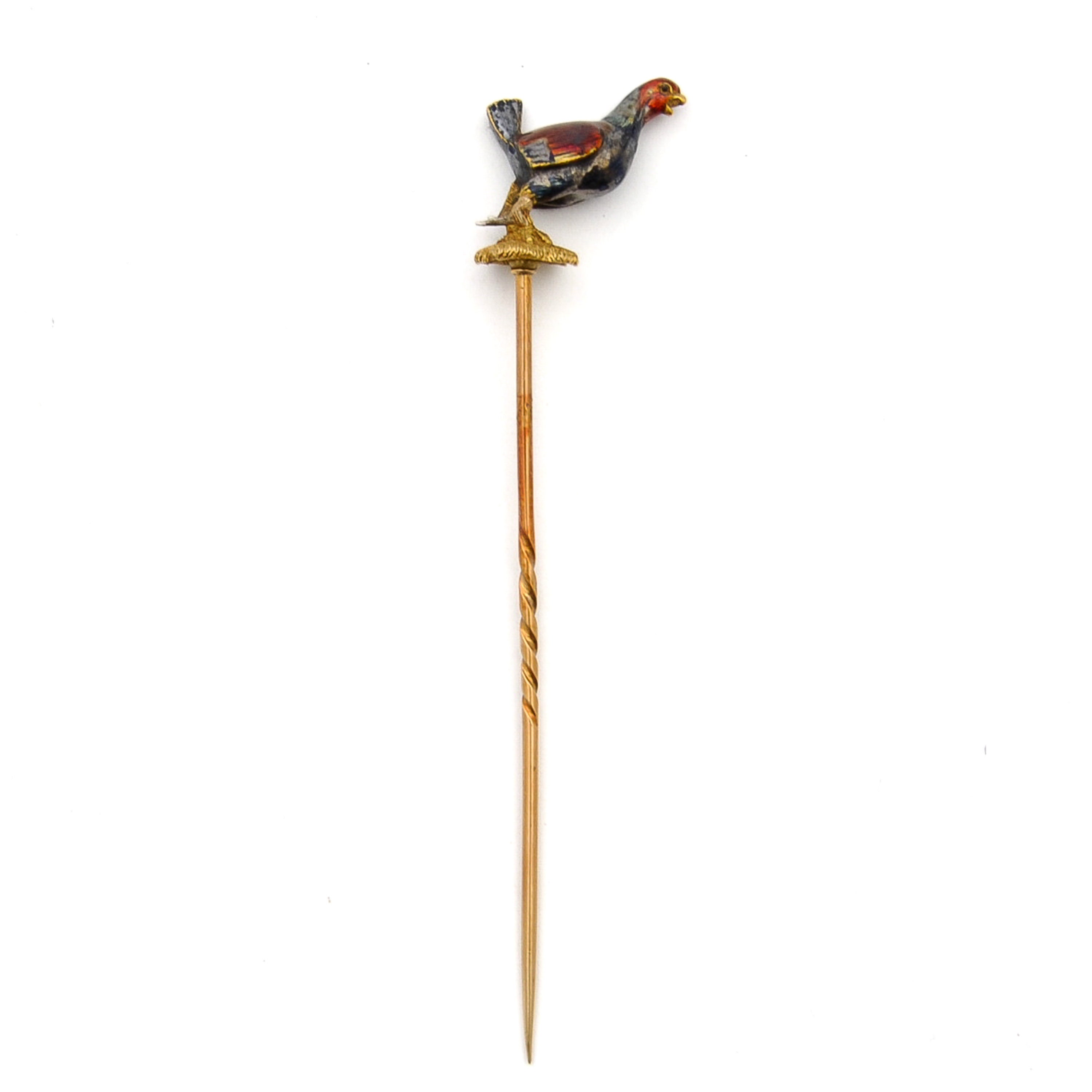 Antique 18K Gold Enameled Chicken Stick Pin - Etsy