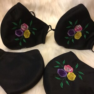 Embroidered Flower Mask - Etsy