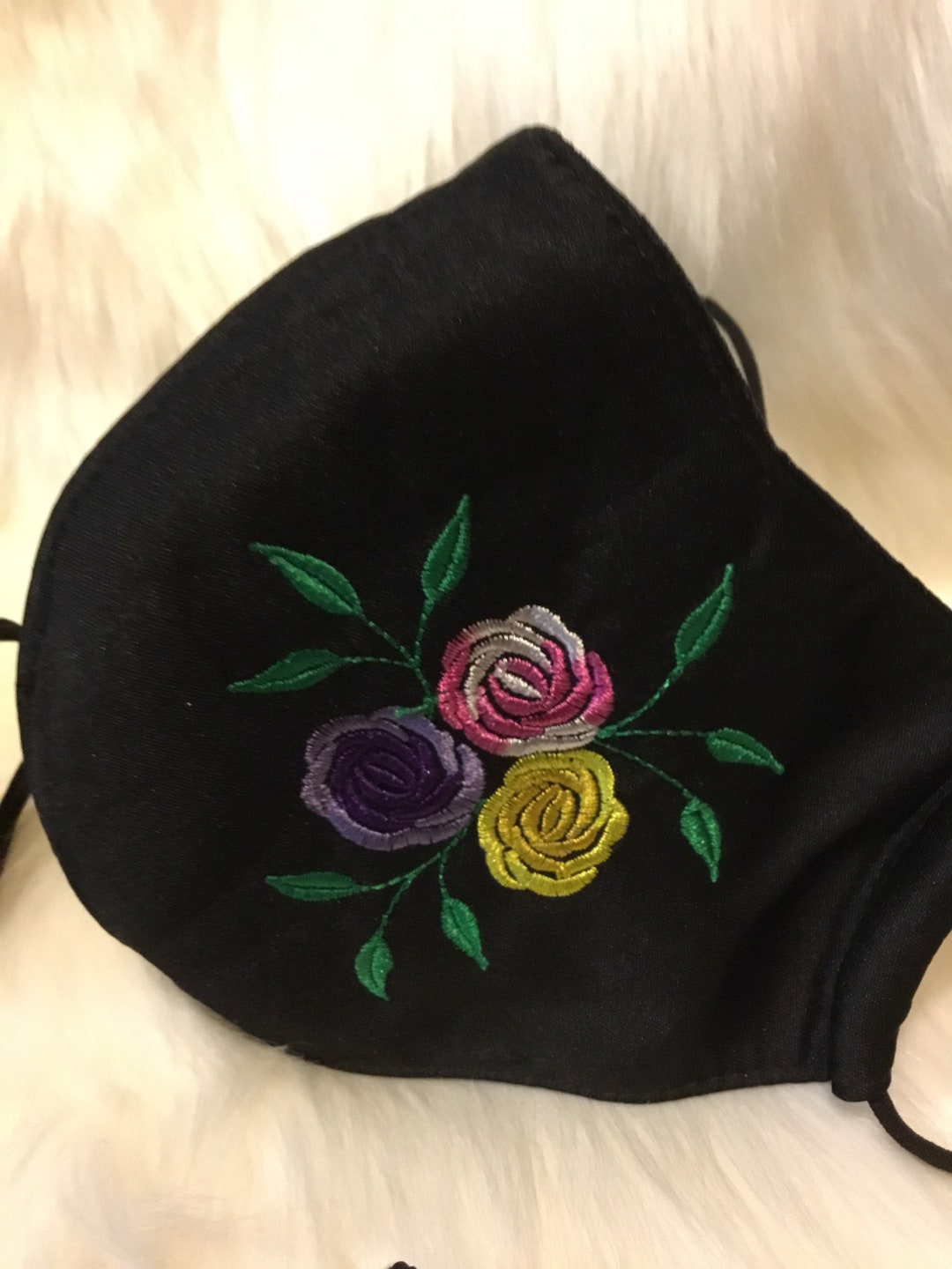 Embroidered Flower Mask - Etsy