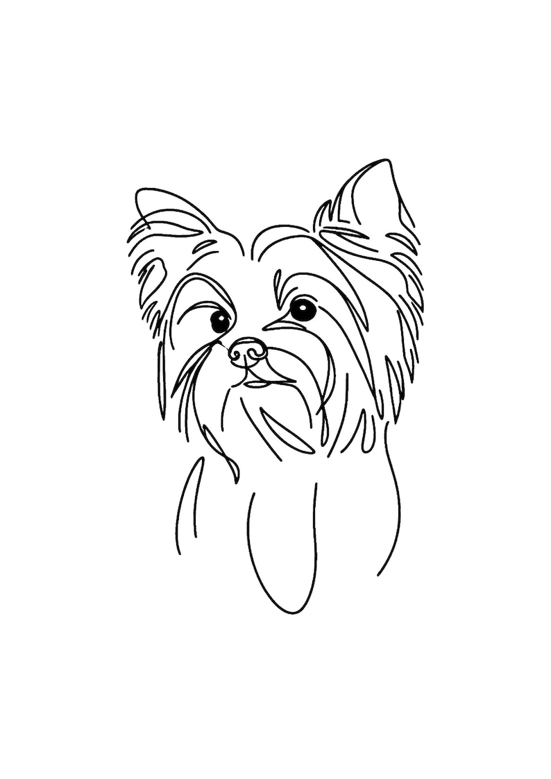 Yorkshire Terrier Dog Poster Minimal Continuous Line Art Wall Art Pets ...