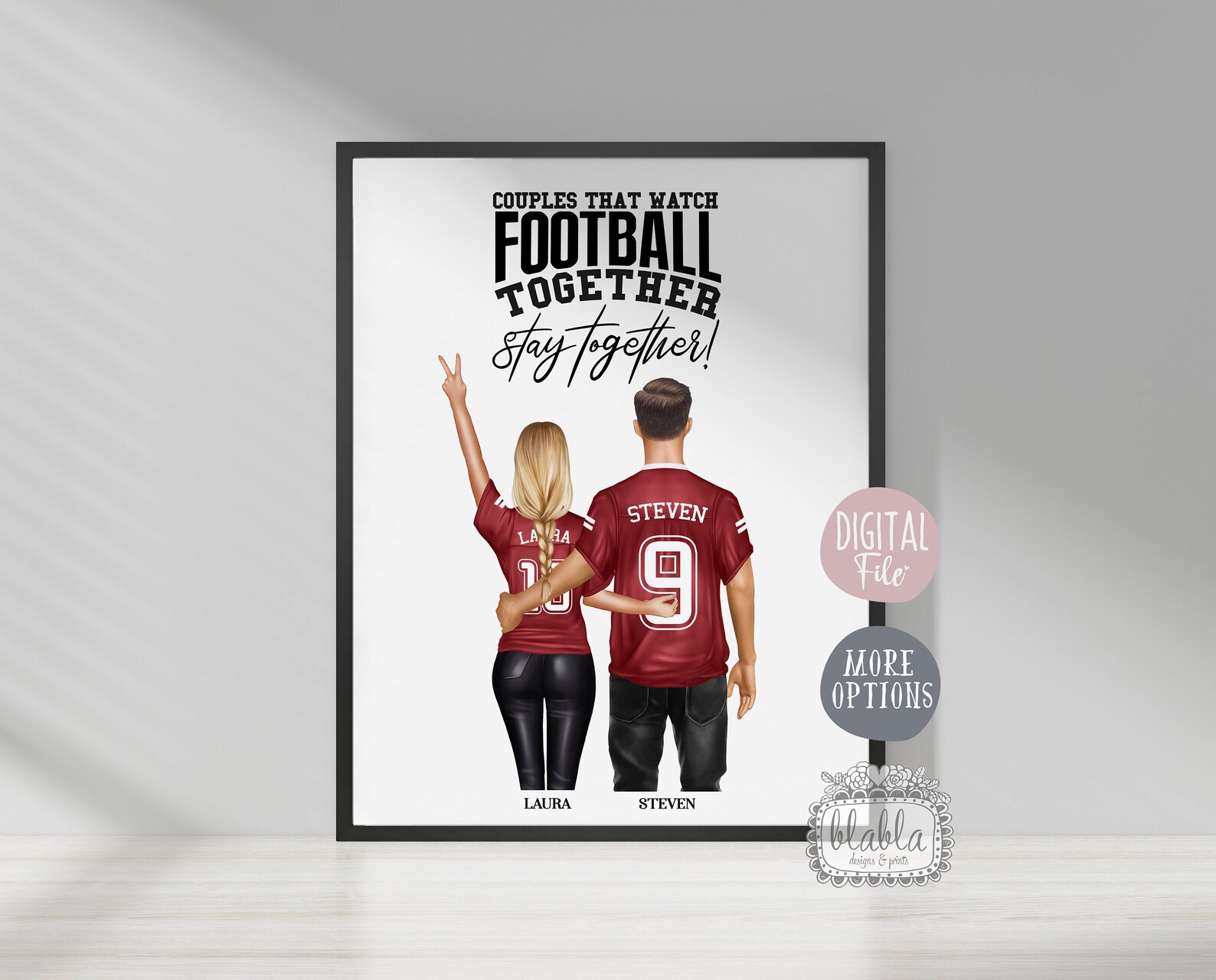 Personalised Couple Print Personalised Football Couple | Etsy
