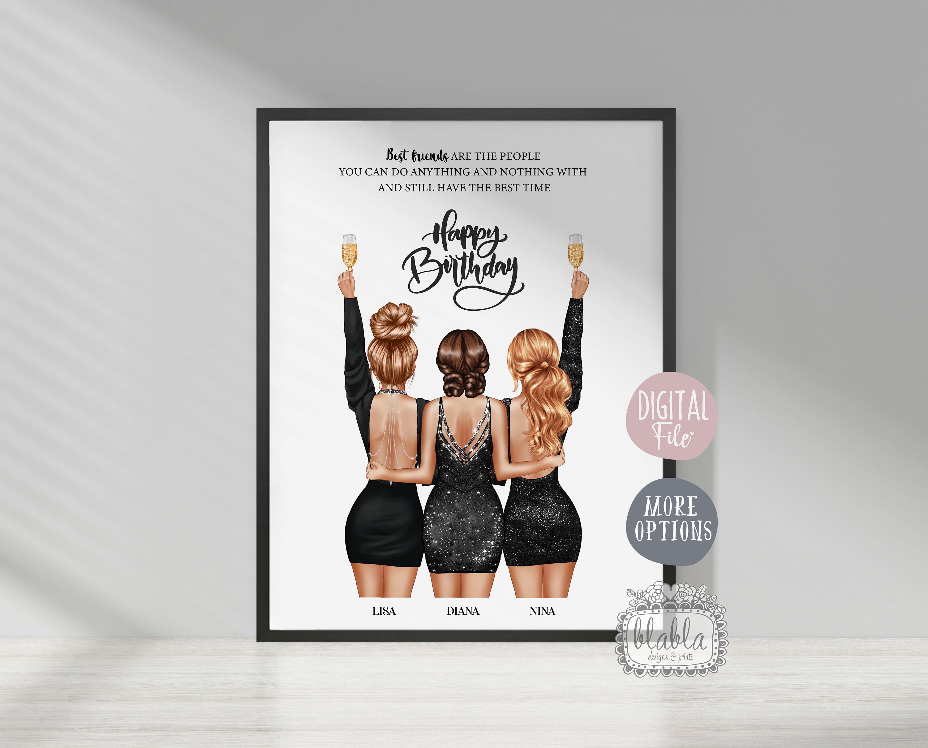 Personalised Friends Poster Best Friend Poster Girl Group - Etsy