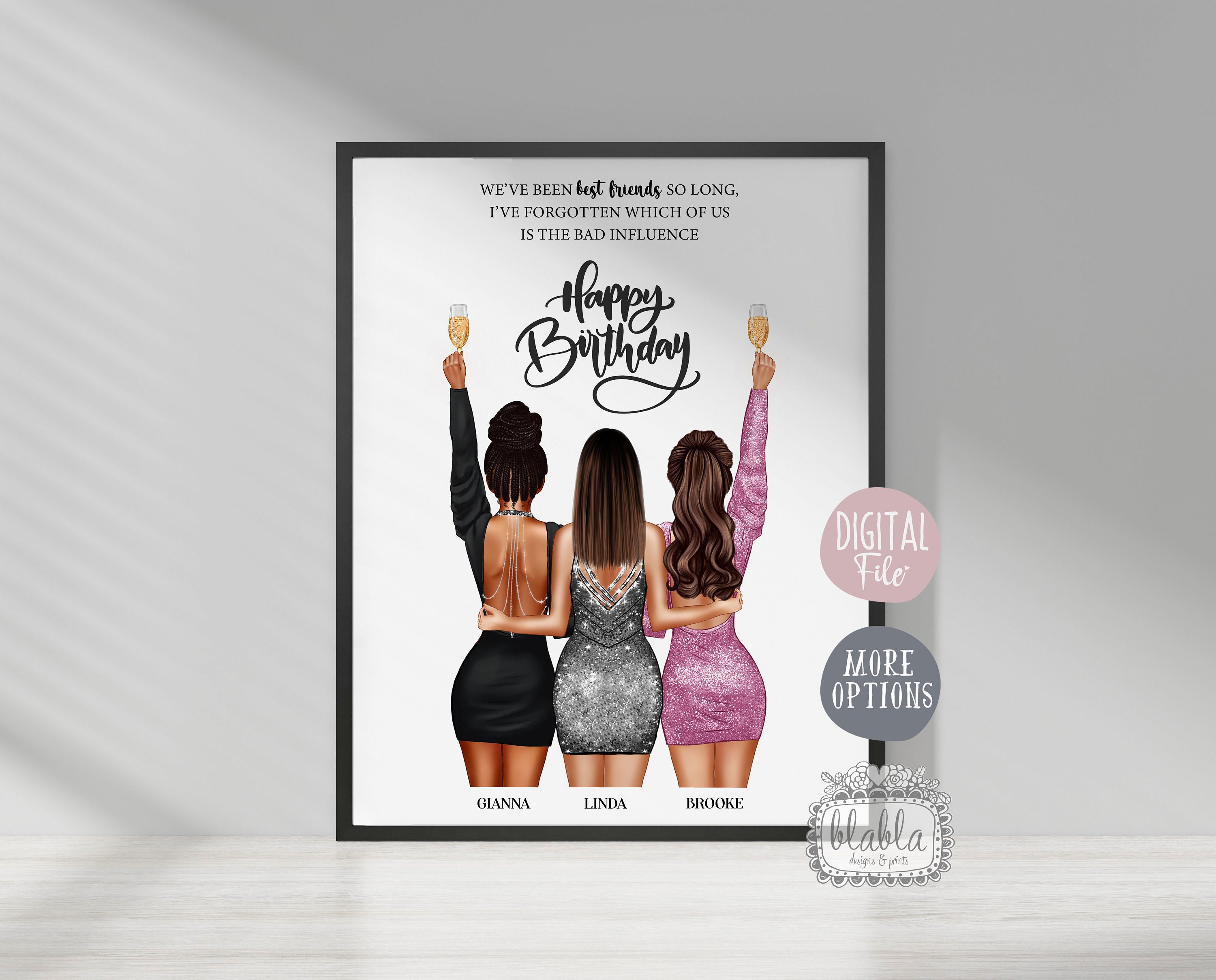Personalised Friends Poster Best Friend Poster Girl Group - Etsy