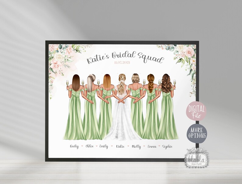 Bridesmaid and Bride Print Wedding Print Bridal Hen Party - Etsy