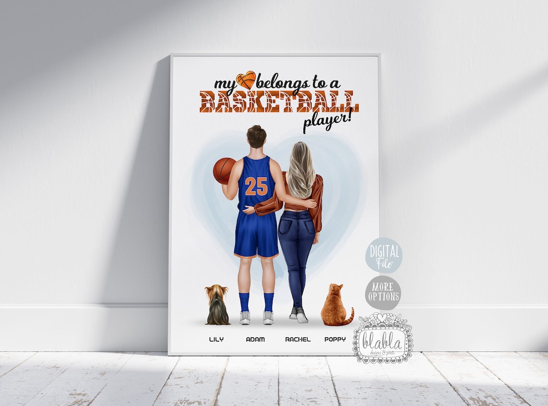 Custom Basketball Poster, Personalised Pets Family Gift, Sport ...