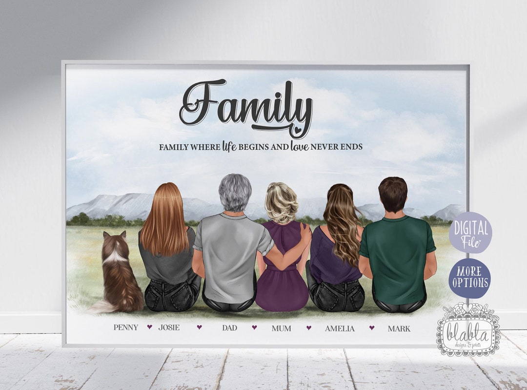 Personalized Family Portrait Print: Custom Illustration Gift (digital ...