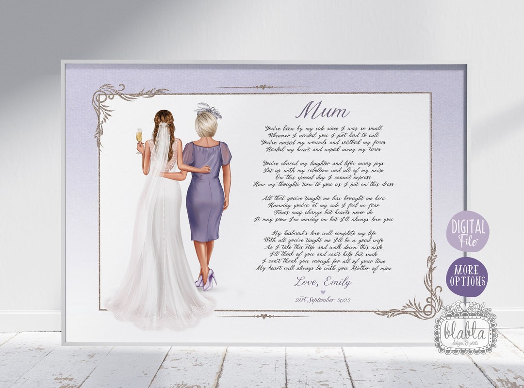 Personalized Mother of Bride Poem Print: Wedding Keepsake (digital File ...