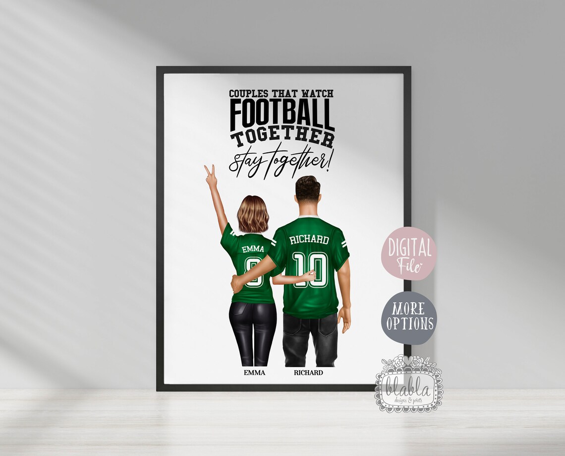 Personalised Couple Print Personalised Football Couple | Etsy