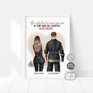 Personalised Valentines Gift, Custom Firefighter Couple, Fireman ...