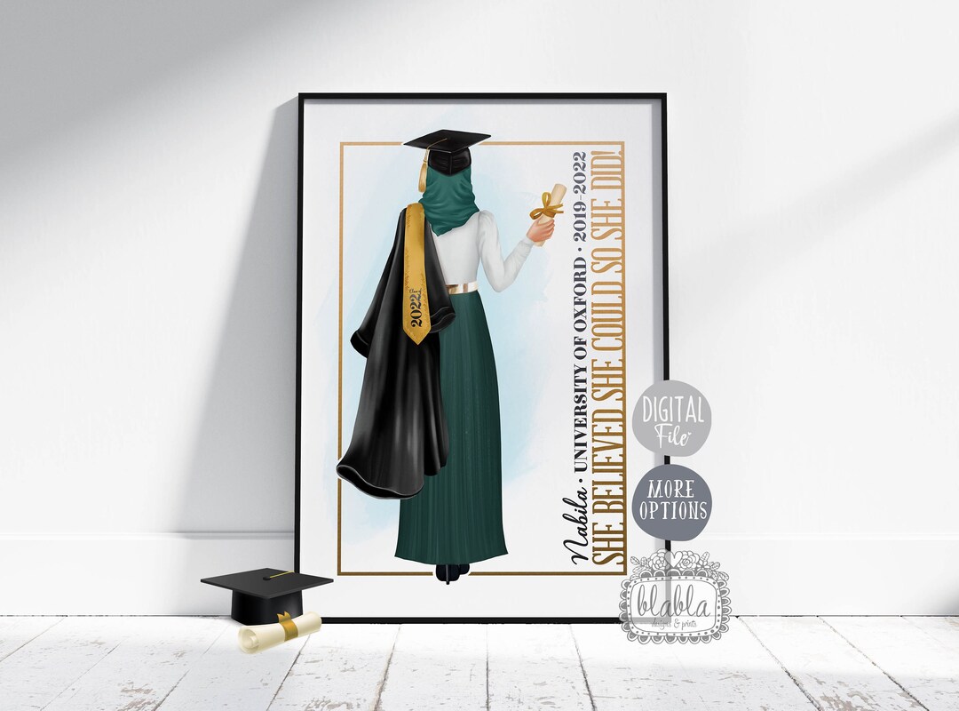 Muslim Personalised Graduation Gift, Hijab Graduation, Unique College ...