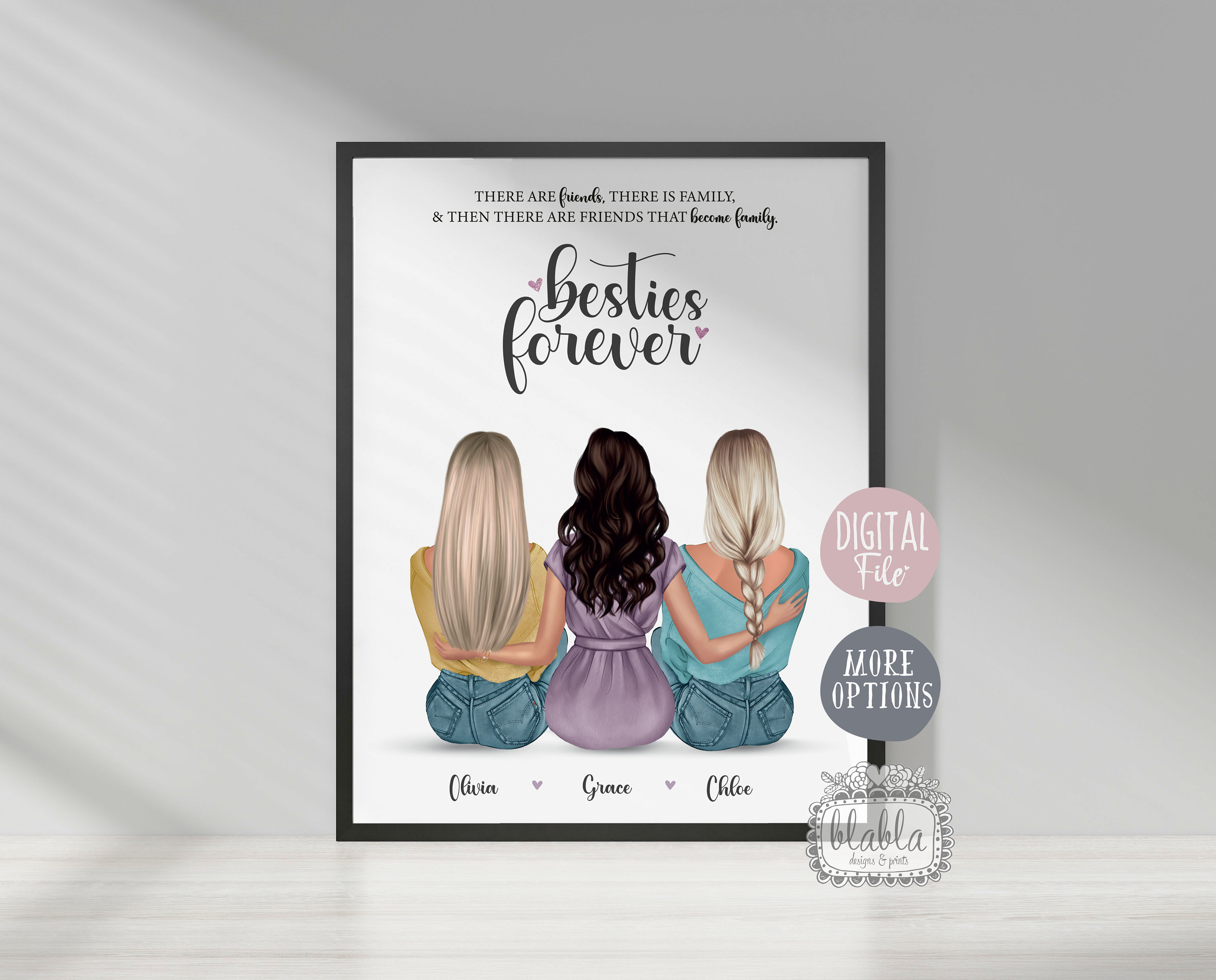 3 Friends Poster Gift Fro Friend Best Friend Poster Best | Etsy