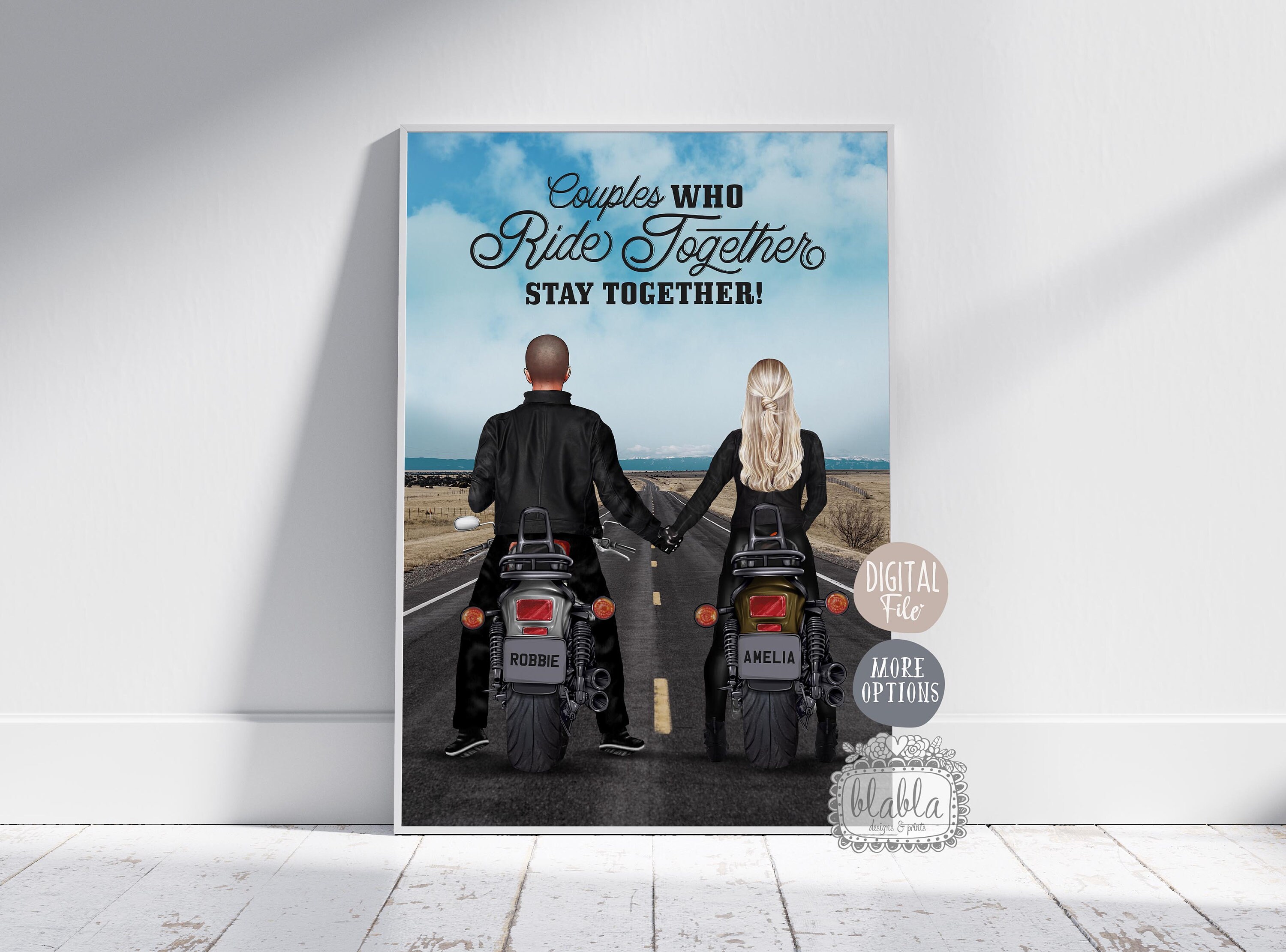 Personalised Couple Bikers Poster Biker Gift Couple Gift - Etsy