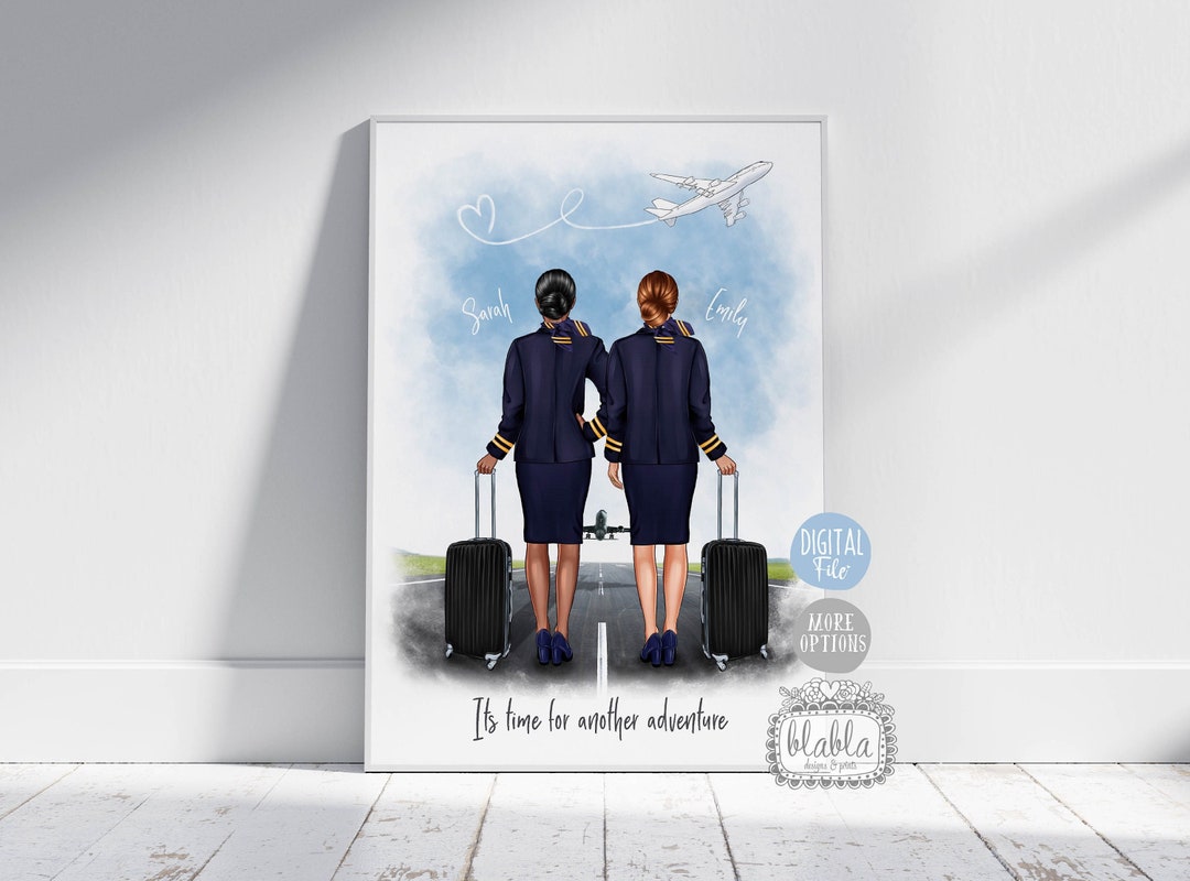 Personalised Flight Attendant Print, Cabin Crew Gift, Friends Poster ...