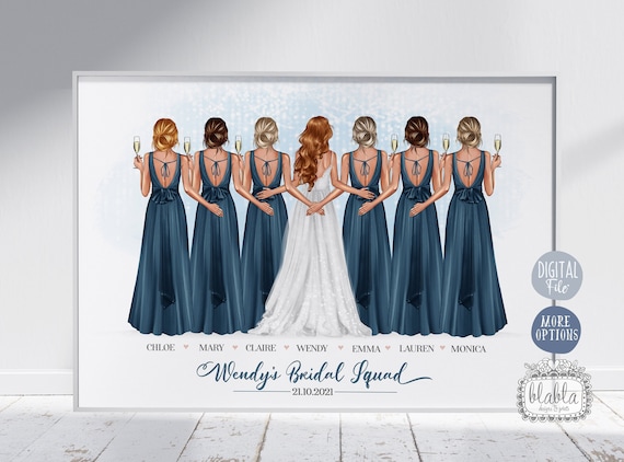 Bridesmaid and Bride Print Wedding Print Bridal Hen Party - Etsy UK