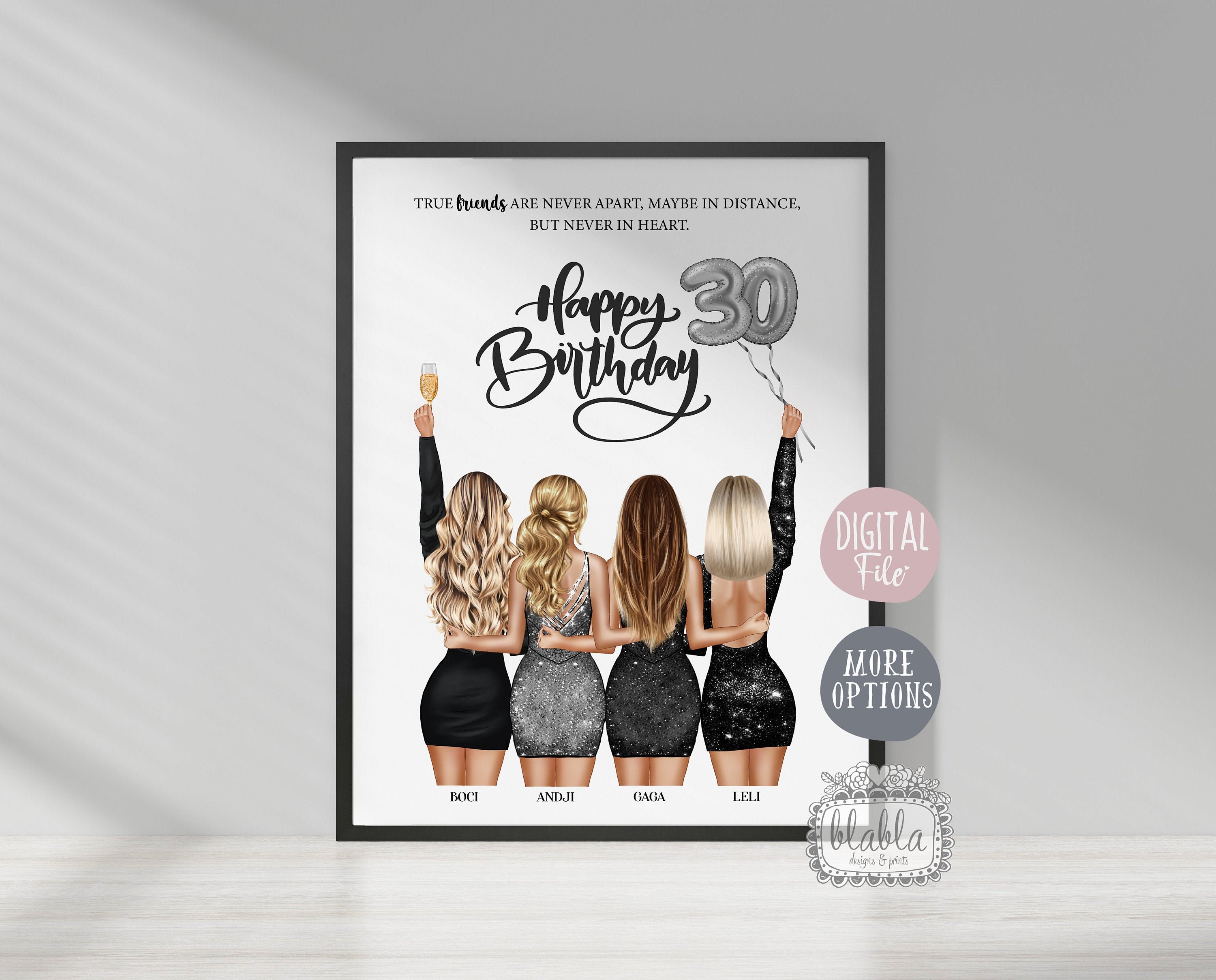 Personalised Friends Poster Best Friend Poster Girl Group | Etsy