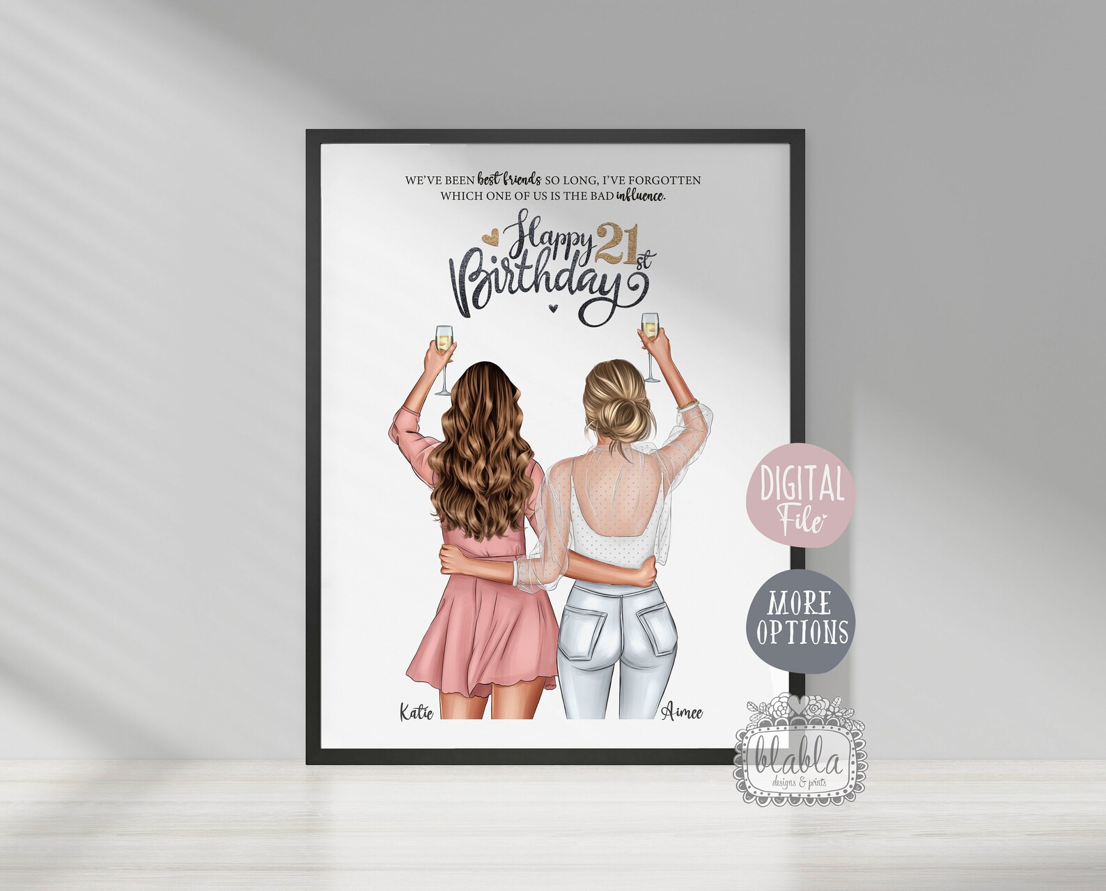 3 Friends Birth Gift 21st Birthday Best Friend Poster Girl | Etsy