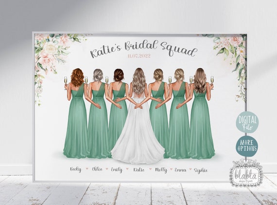 Bridesmaid and Bride Print Wedding Print Bridal Hen Party - Etsy