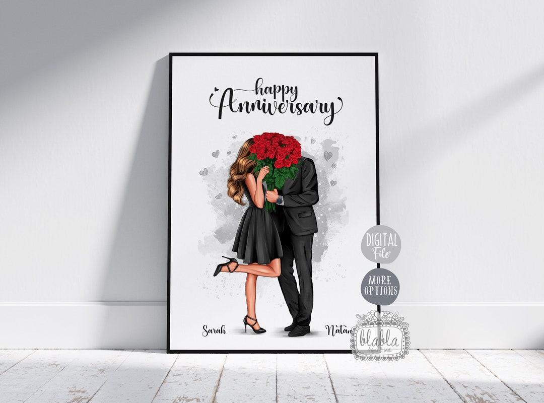 Personalized Couple Anniversary Poster: Custom Portrait Gift (digital ...