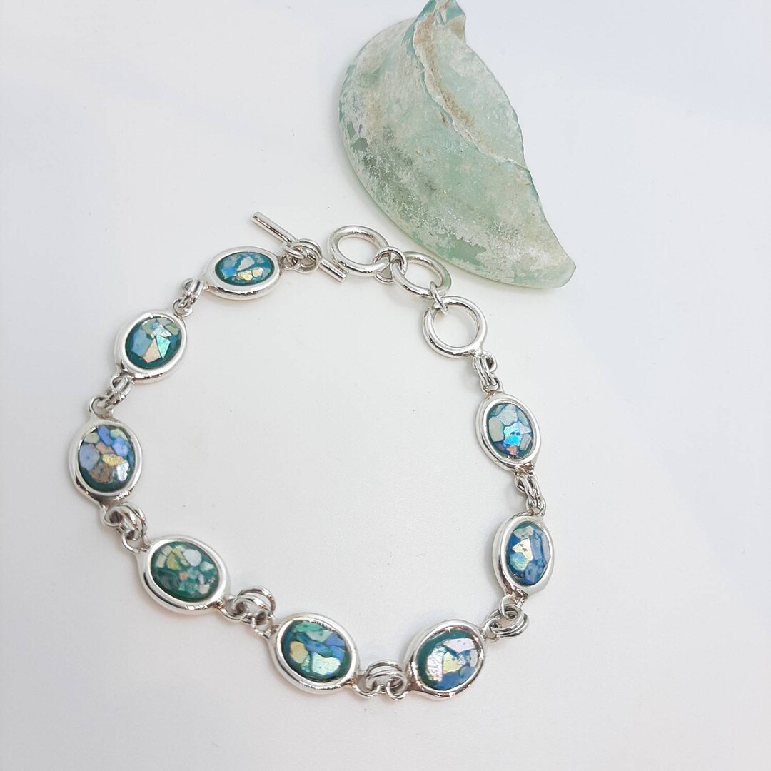 Sterling Silver and Roman Glass Bracelet Made in Israel Bracelet ...