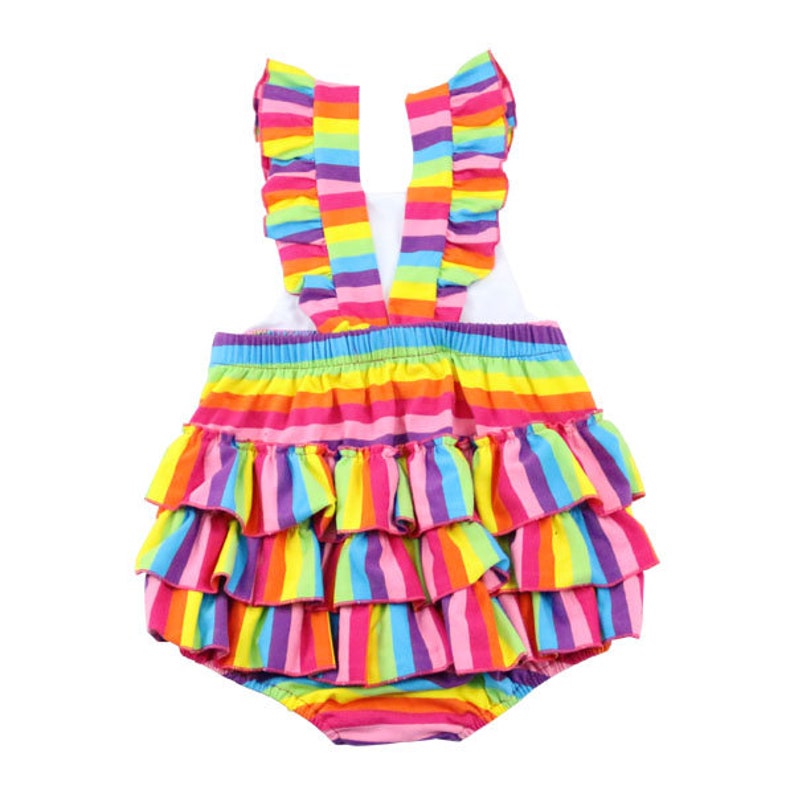 Rainbow Ruffle Romper for Baby Toddler - Etsy