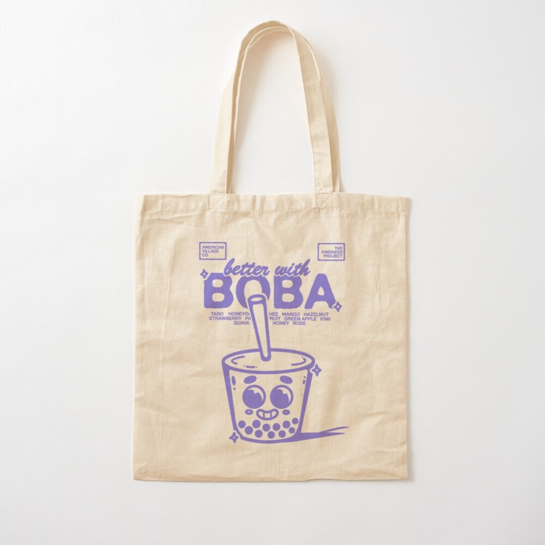 Better With Boba Canvas Tote Bag, Retro Farmers Market Canvas Tote Bag ...
