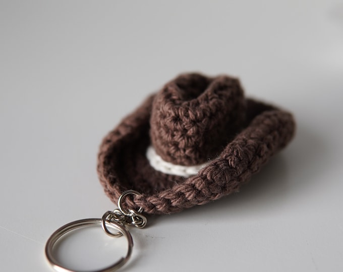Crochet Cowboy Hat Keychain Handmade Keyring Keychain Handmade Gifts ...