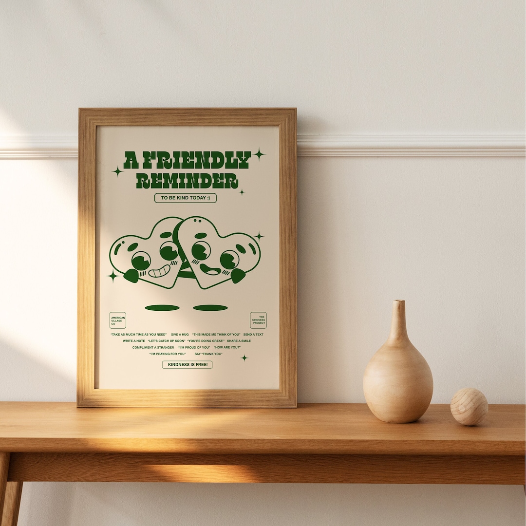 A Friendly Reminder Wall Print, Digital Download Print, Retro Wall ...