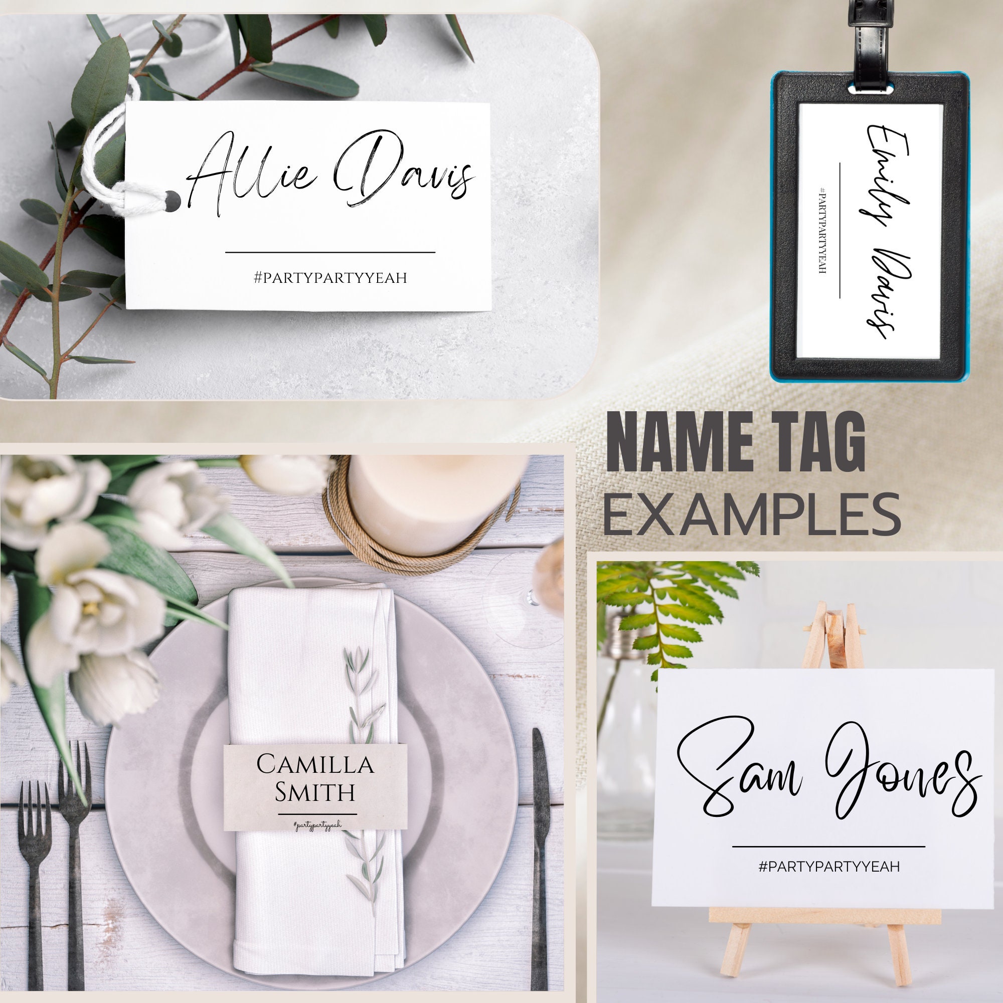 Digital Name Tags and Place Cards - Etsy