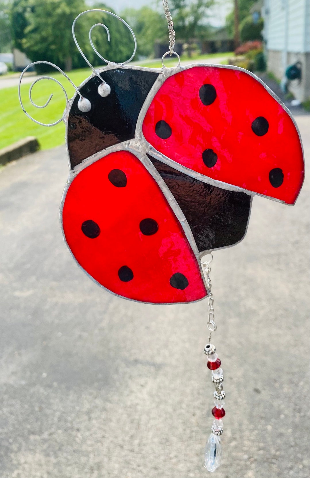 Ladybug Sun Catcher With Dangle Charm. - Etsy