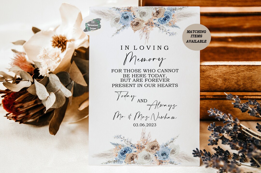 Personalised in Loving Memory Sign, Boho Memorial Sign, Bohemian ...