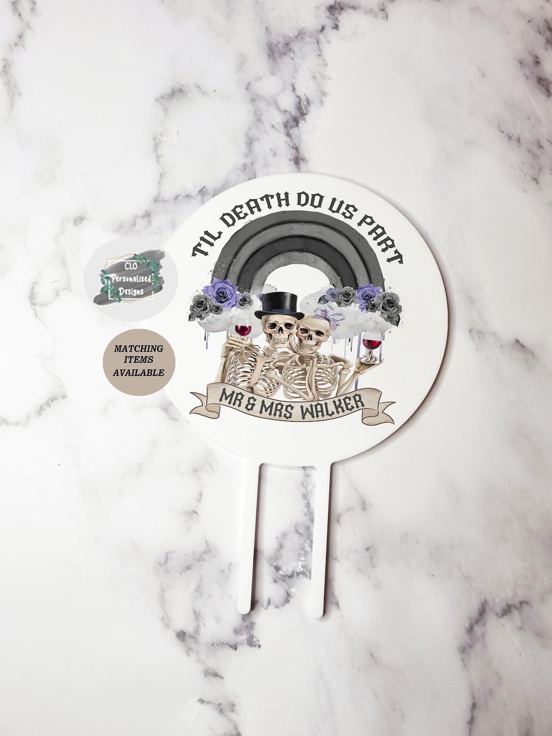 Personalised Gothic Skeleton Wedding Cake Topper, Til Death Do Us Part ...