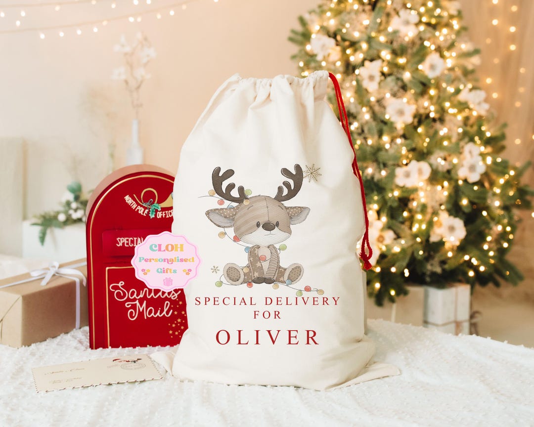 Personalised Linen Christmas Sack, Large Santa Sack - Etsy