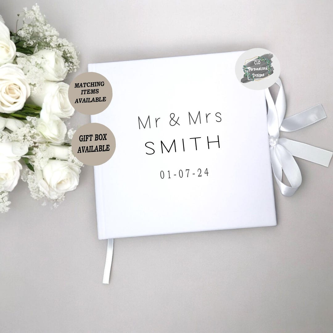 Personalized Velvet Wedding Guest Book, Modern Keepsake Album - Etsy