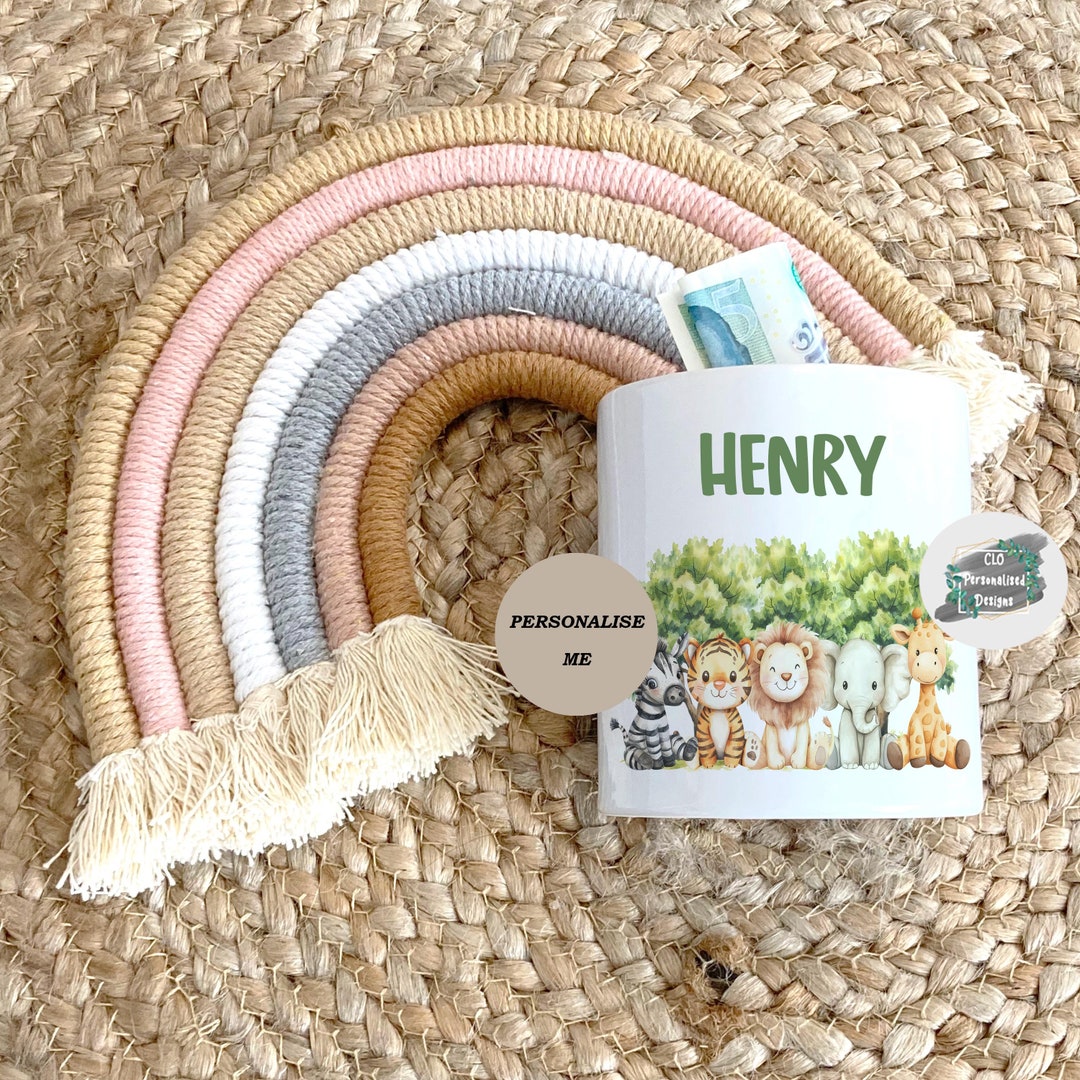 Personalized Safari Money Box, New Baby Gift - Etsy