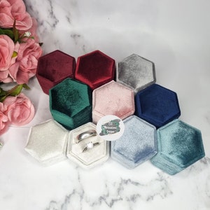 Personalised Emerald Green Velvet Ring Box, Double Ring, Wedding ...