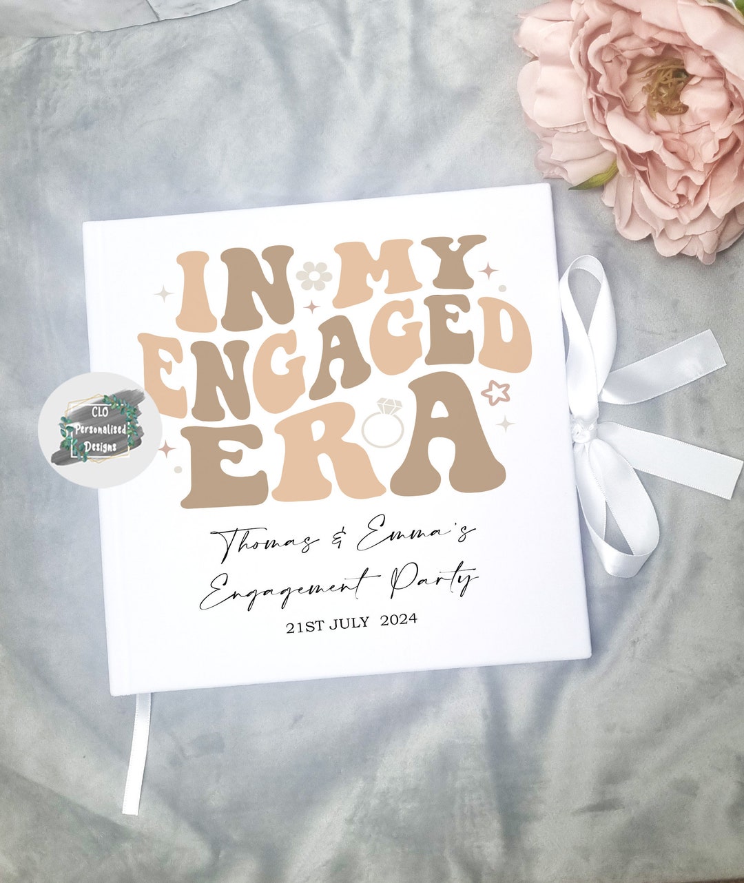 Personalised Groovy Engagement Guest Book, Boho Memory Keepsake - Etsy