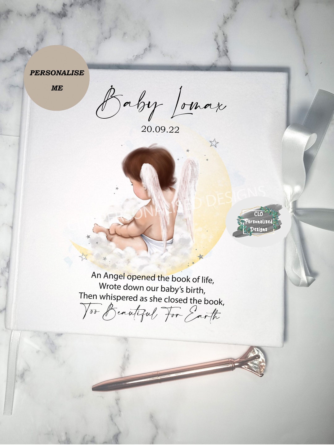 Personalised Baby Loss Book, Baby Memorial Keepsake, Angel Baby ...