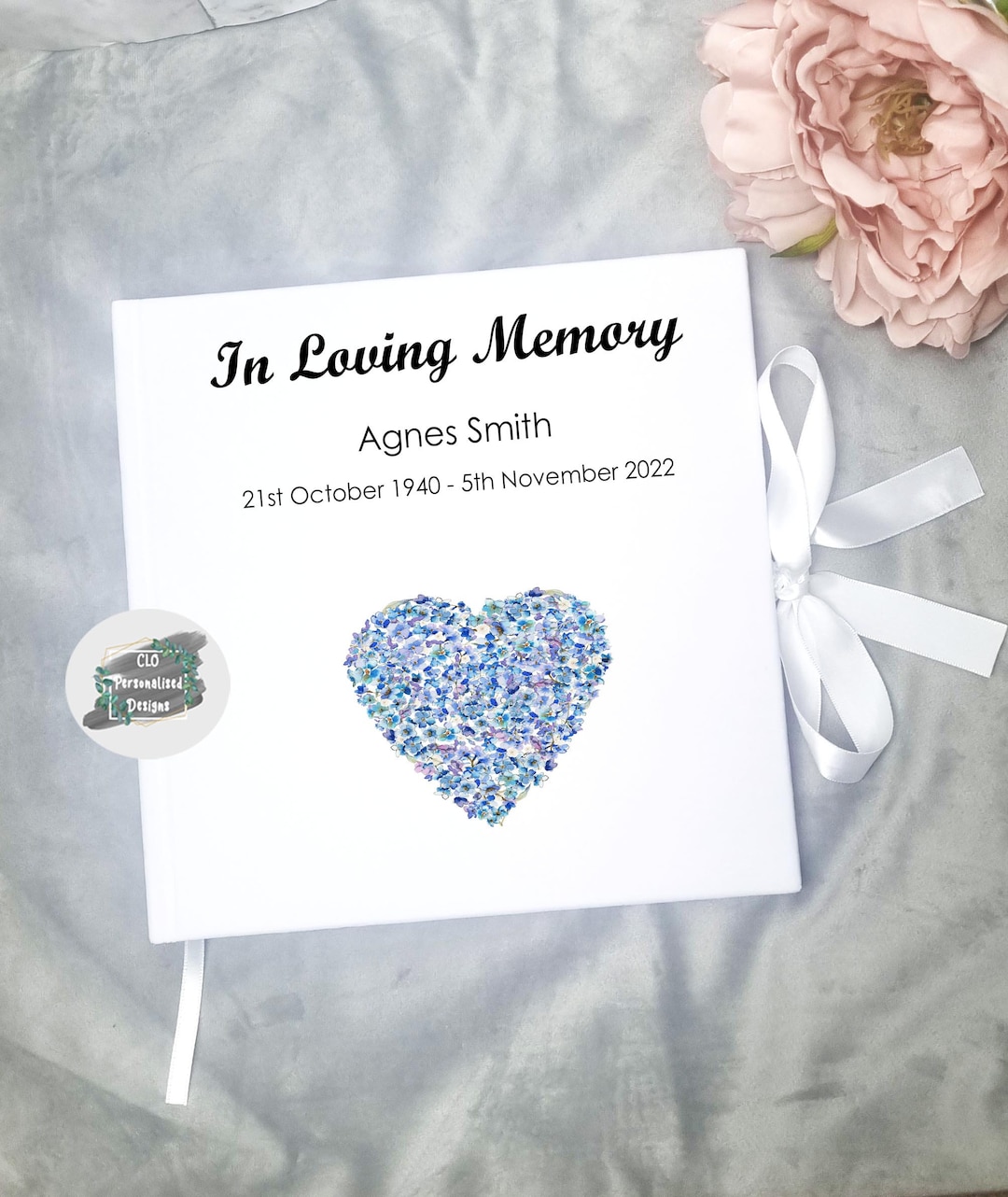 Personalised Book of Condolence, Book of Remembrance, Memories Book, in ...