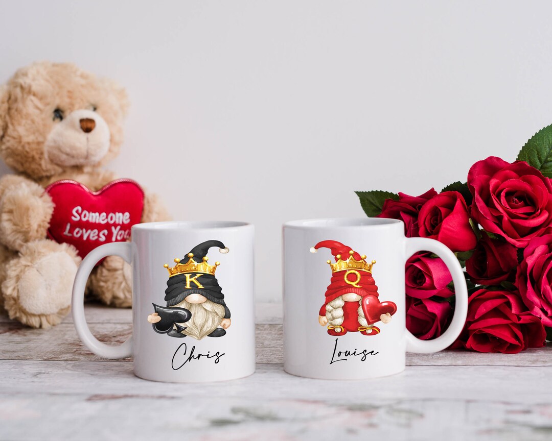 Personalised Valentines Day Mug, King & Queen Gonk/Gnome Couples ...