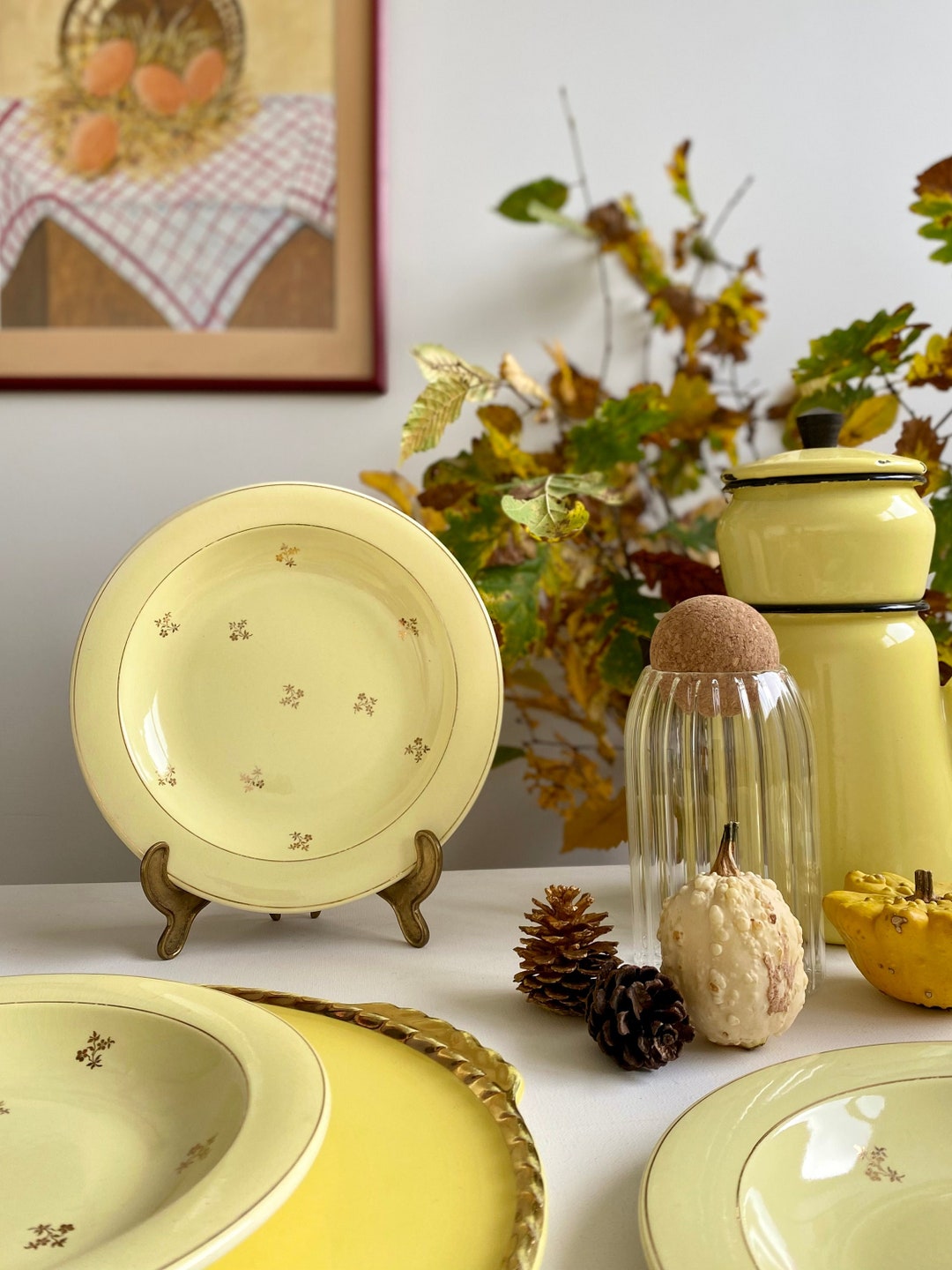 Vintage Pastel Yellow Service Set Salins - Etsy