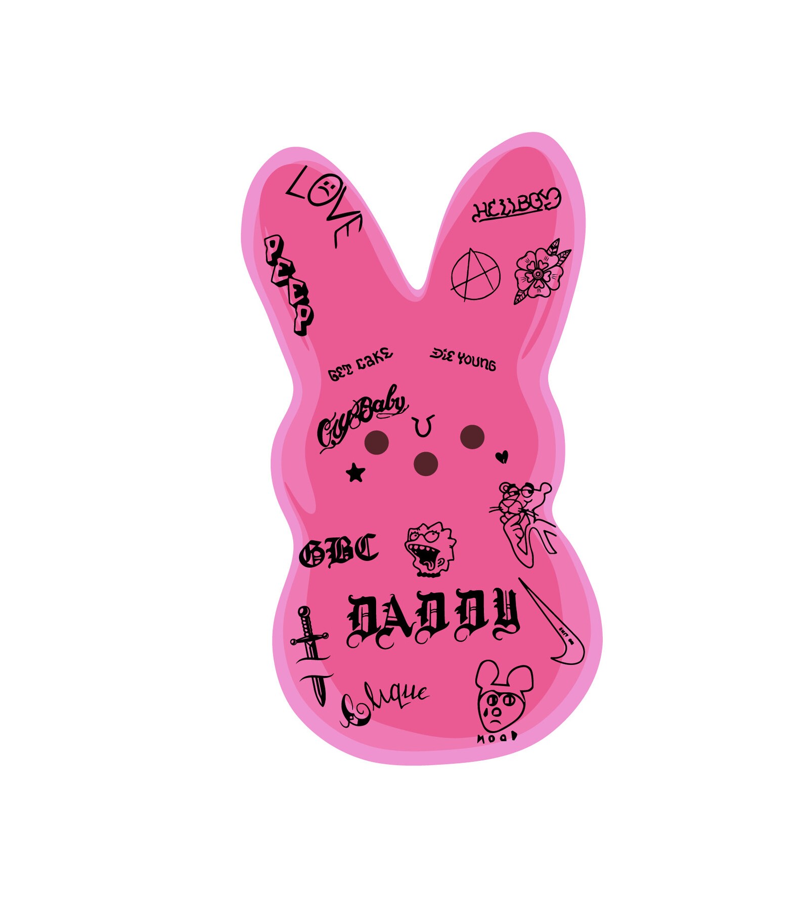 Tattooed Peeps Clipart: Goth Easter Bunny (digital File) - Etsy