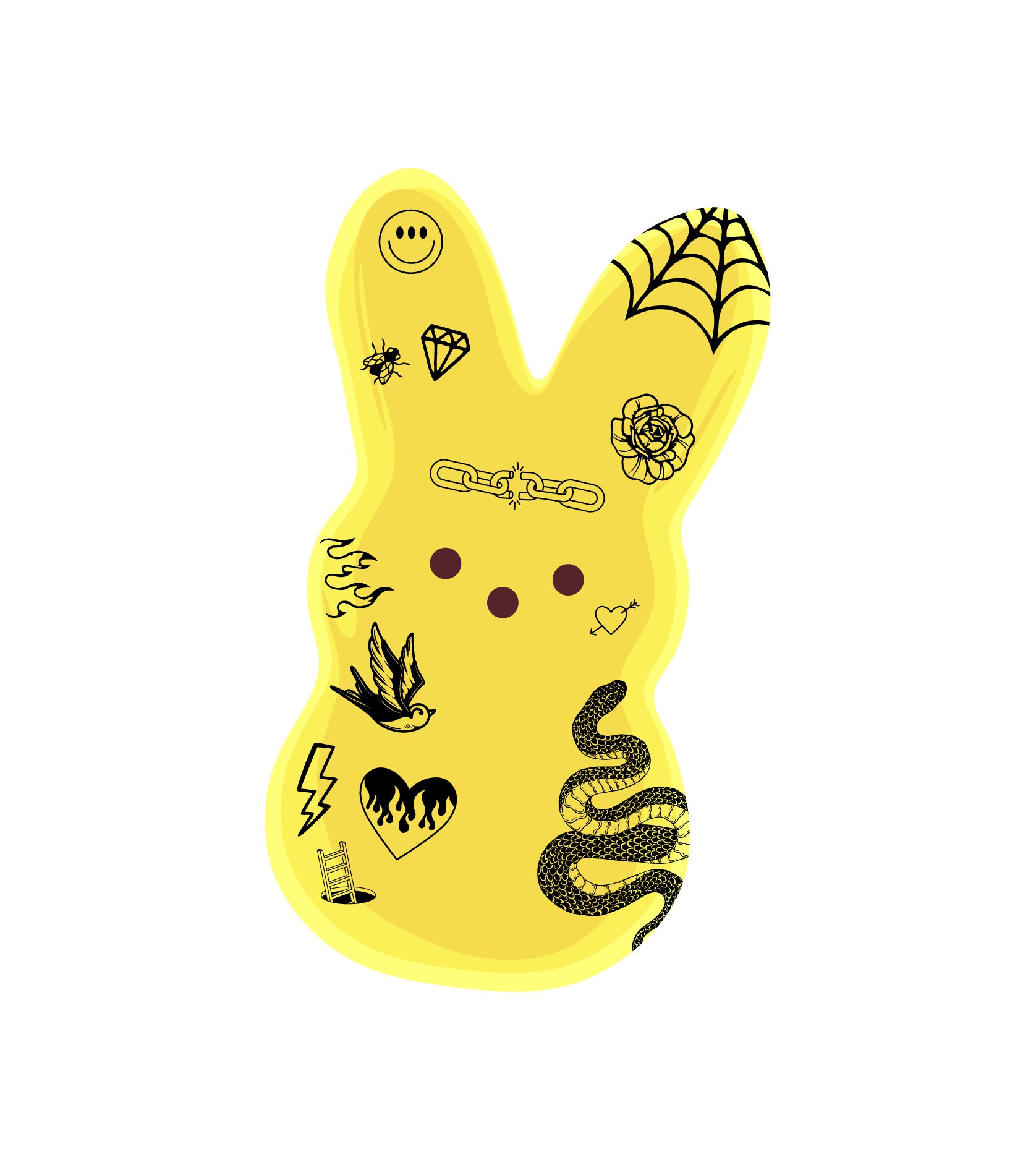 Tattooed Peeps Clipart: Goth Easter Bunny (digital File) - Etsy