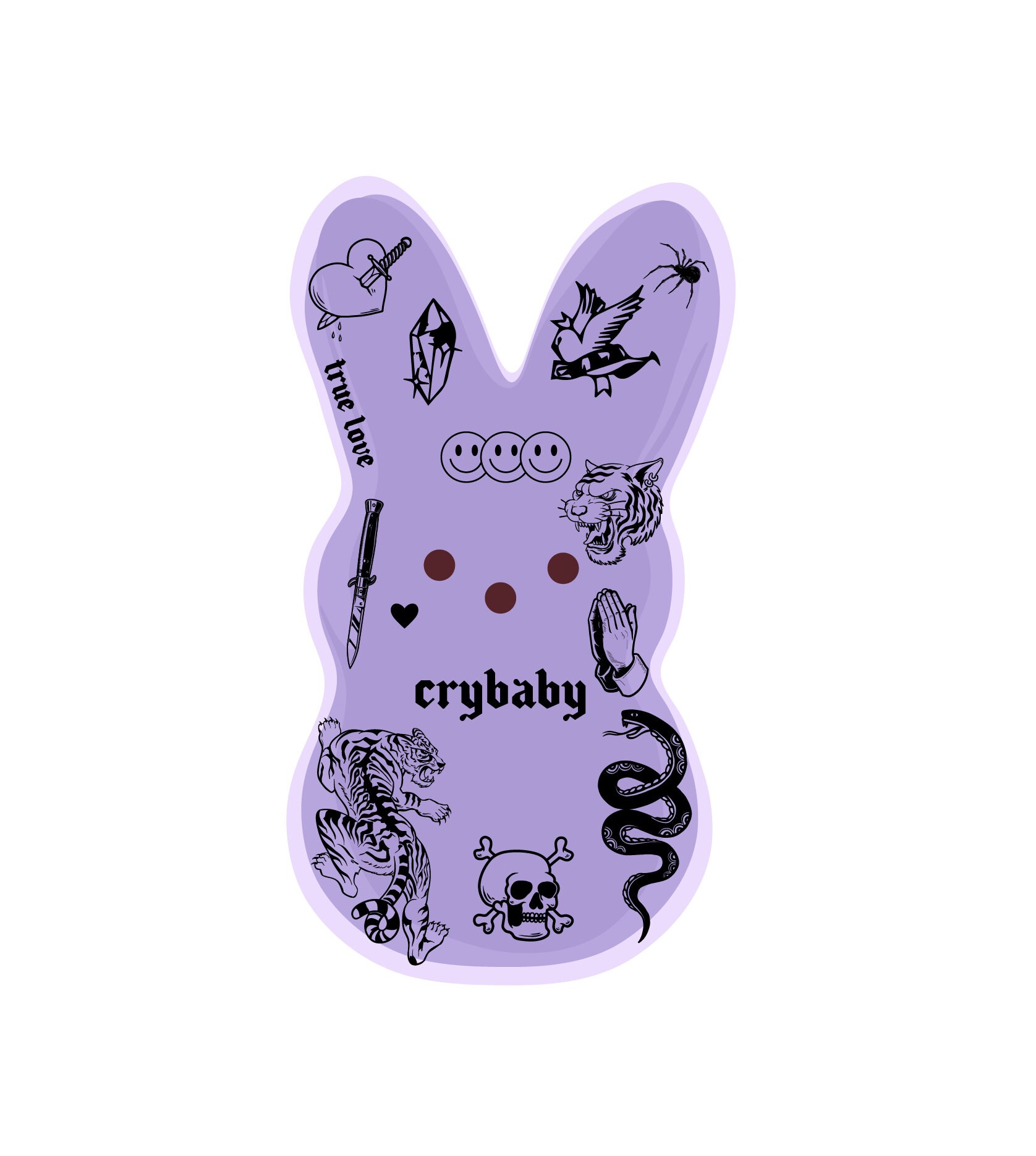 Tattooed Peeps Clipart: Goth Easter Bunny (digital File) - Etsy