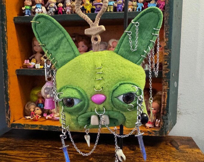Green Fuggler Keychain With Piercings and Jewelry - Etsy