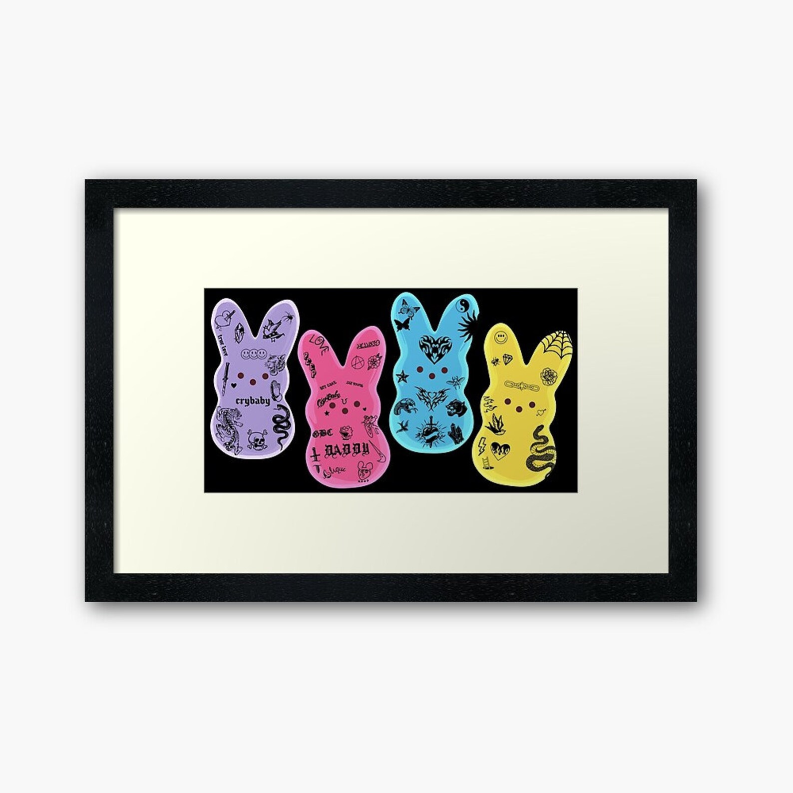 Tattooed Peeps Clipart: Goth Easter Bunny (digital File) - Etsy