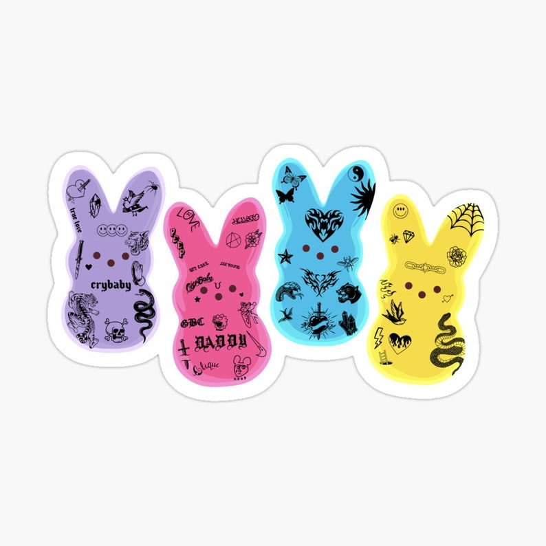 Tattooed Peeps Clipart: Goth Easter Bunny (digital File) - Etsy