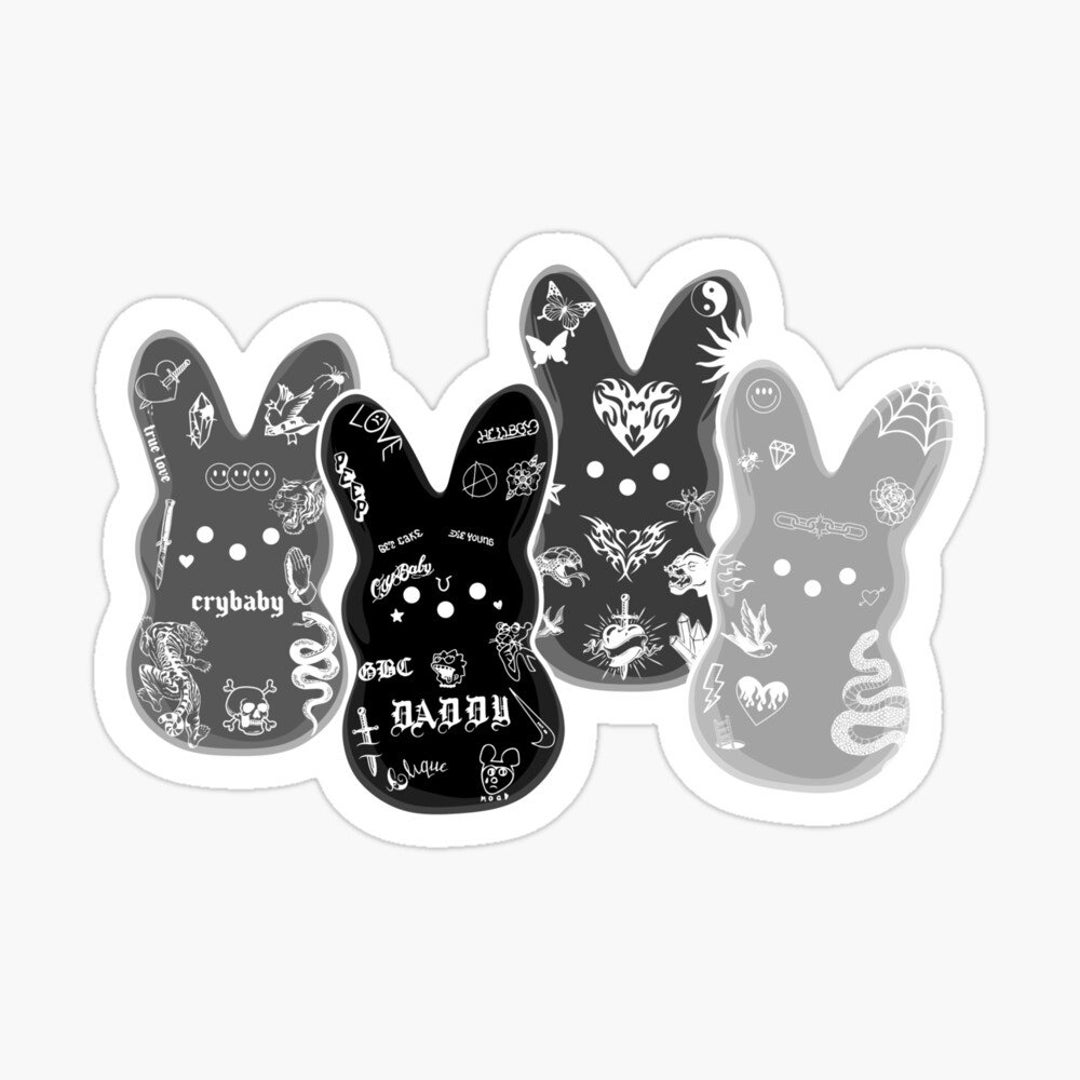 Tattooed Greyscale Peeps Clipart: Goth Easter Bunny (digital File) - Etsy