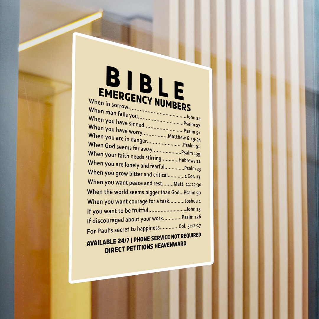 Bible Emergency Numbers Kiss-cut Vinyl Decals Laptop - Etsy