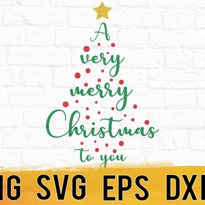 Very Merry Christmas Tree Png Svg Eps Dxf Design Files - Etsy
